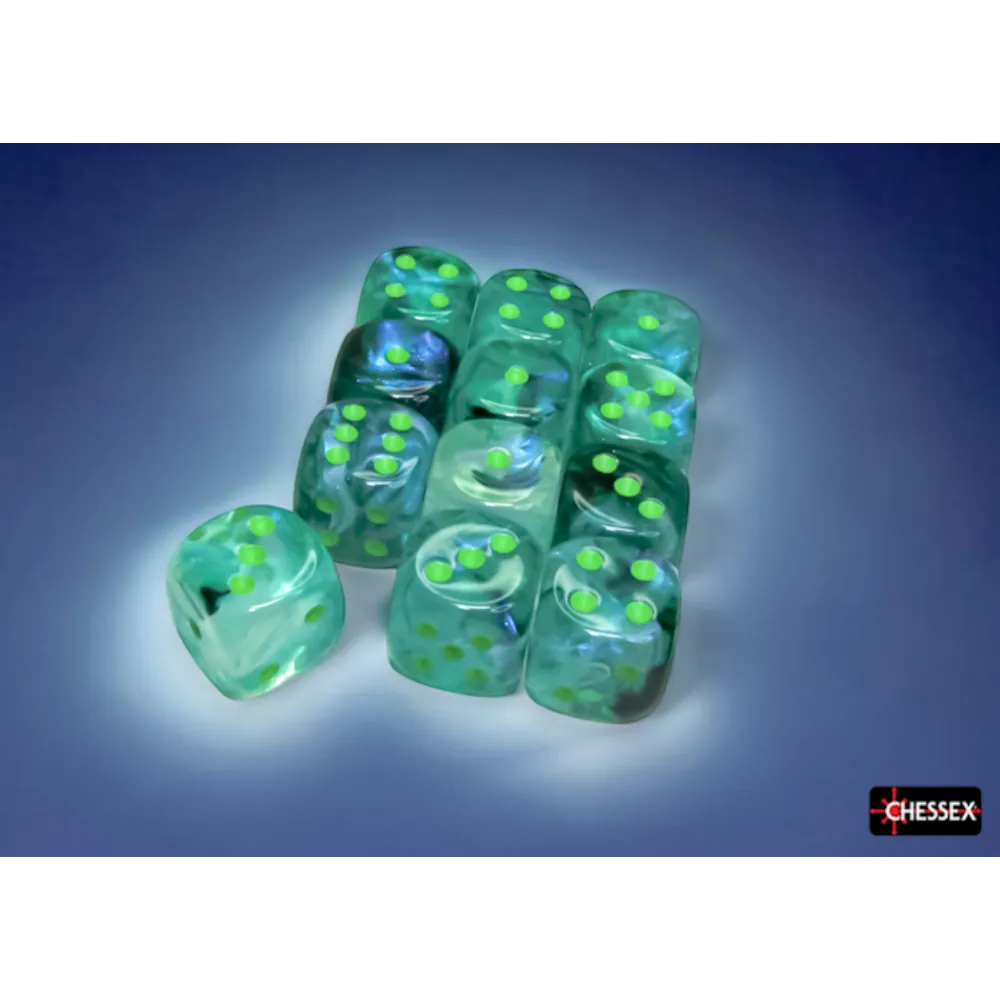 Over the Brick – Chessex Borealis™ Kelp with Light Green Numbers 16 mm ...