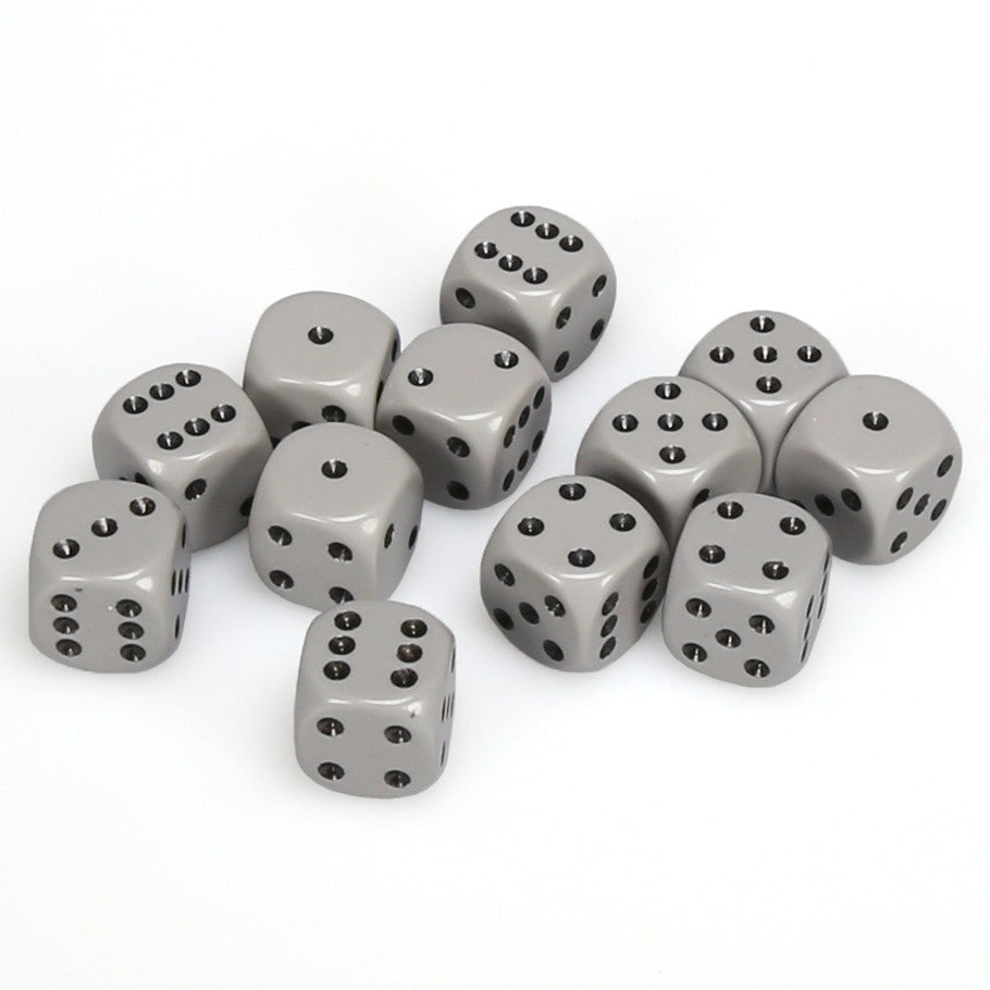 Over the Brick – Chessex Grey Opaque 16 mm with Black Numbers D6 Dice ...