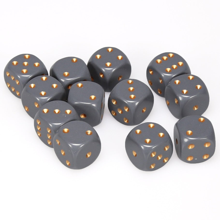 Over the Brick – Chessex Dark Grey Opaque 16 mm with Copper Numbers D6 ...