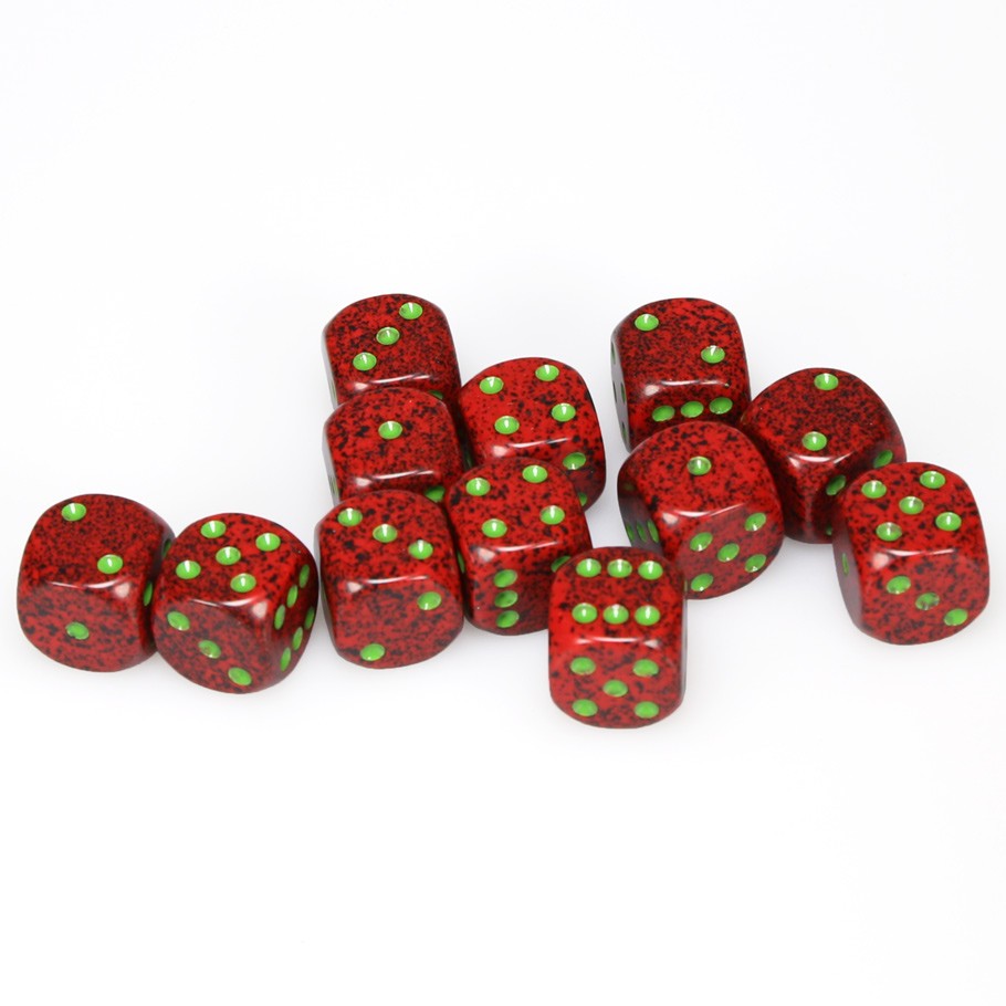 Over the Brick – Chessex Speckled Strawberry 16 mm D6 Dice Block (12 dice)