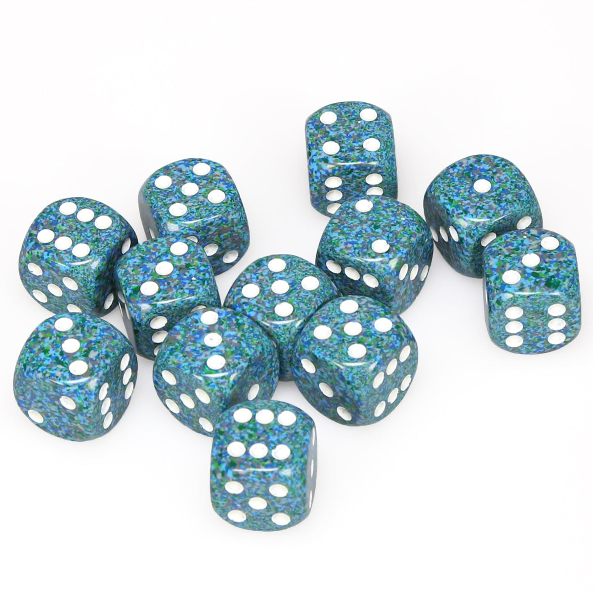 Over the Brick – Chessex Speckled Sea 16 mm D6 Dice Block (12 dice)