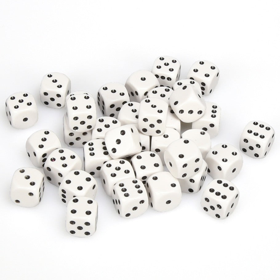 Over the Brick – Chessex White Opaque 12 mm with Black Numbers D6 Dice ...