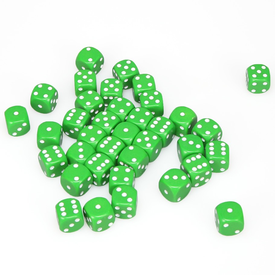 Over the Brick – Chessex Green Opaque 12 mm with White Numbers D6 Dice ...