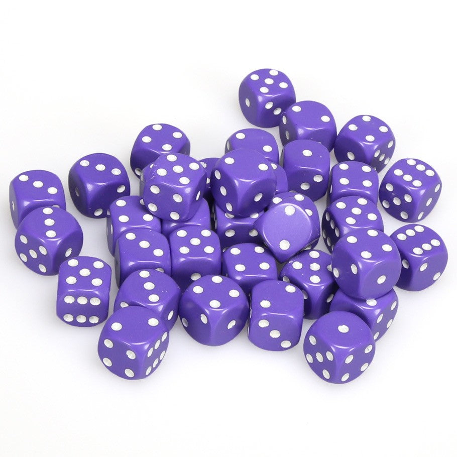 Over the Brick – Chessex Purple Opaque 12 mm with White Numbers D6 Dice ...