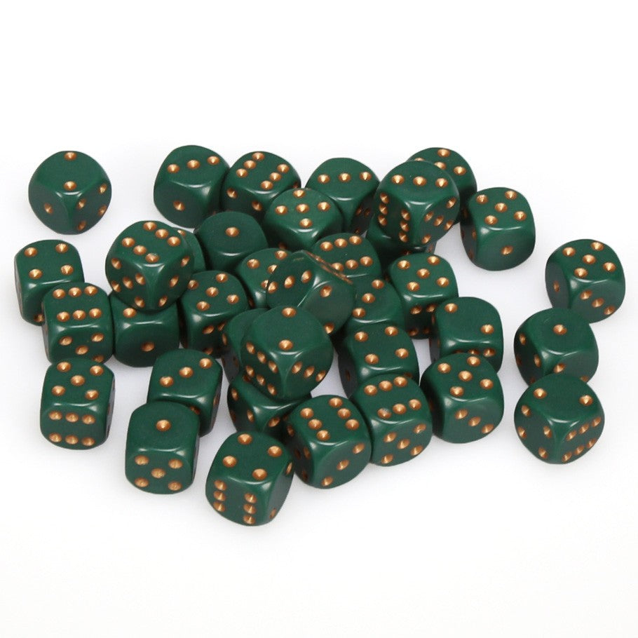 Over the Brick – Chessex Dusty Green Opaque 12 mm with Copper Numbers ...
