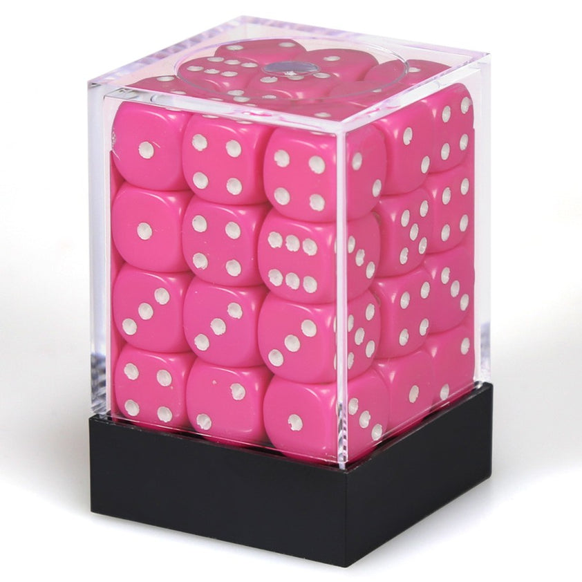 Over the Brick – Chessex Pink Opaque 12 mm with White Numbers D6 Dice ...