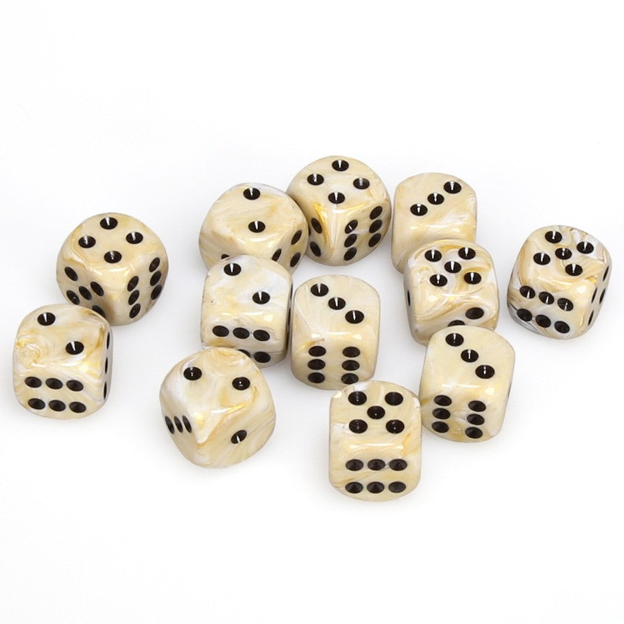 Over the Brick – Chessex Marble Ivory with Black Numbers 16 mm Dice ...