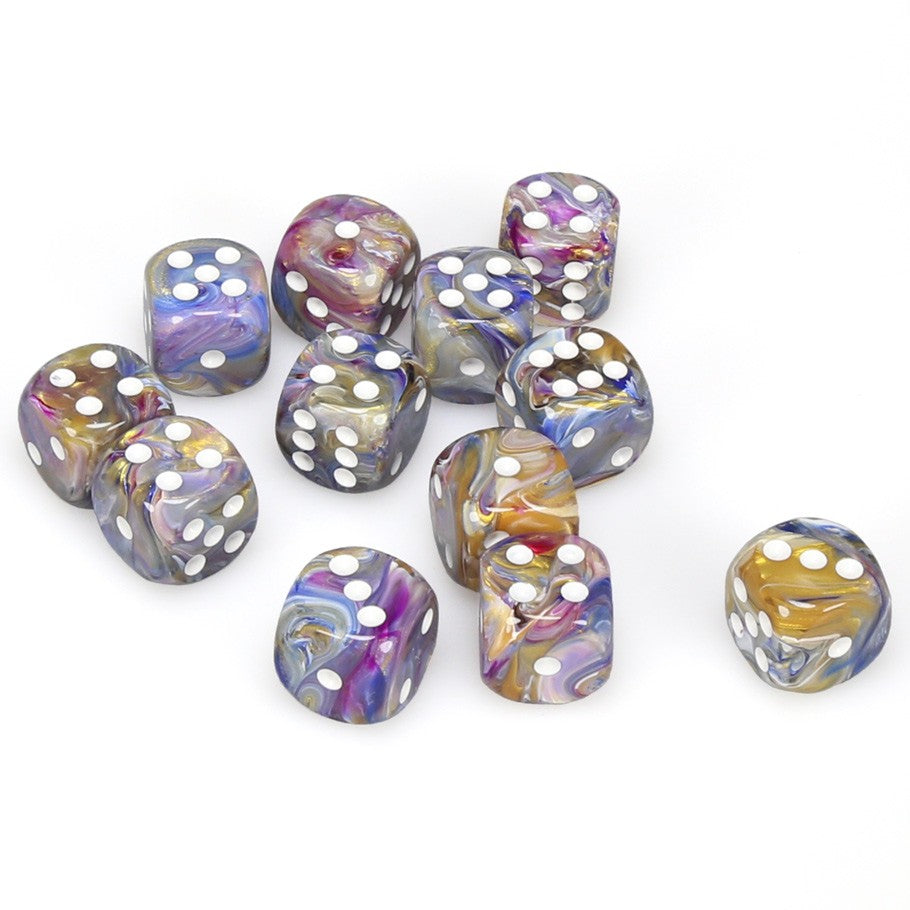 Over the Brick – Chessex Festive™ Carousel with White Pips 16mm Dice ...